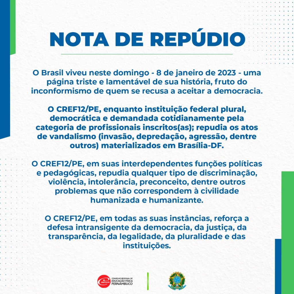 NOTA DE REPÚDIO – CREF12/PE